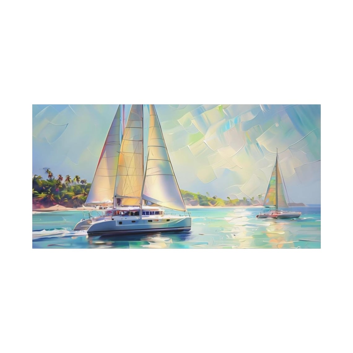 Caribbean Sails Catamaran Canvas Print, Nautical Wall Picture, Ocean ...