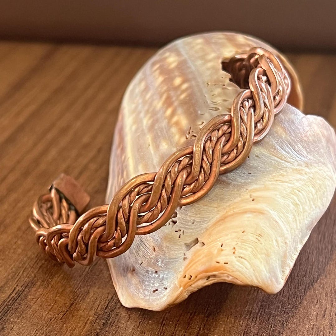 Moroccan Vintage Charm: Adjustable Copper Wire Wrapped Bangle, Perfect ...