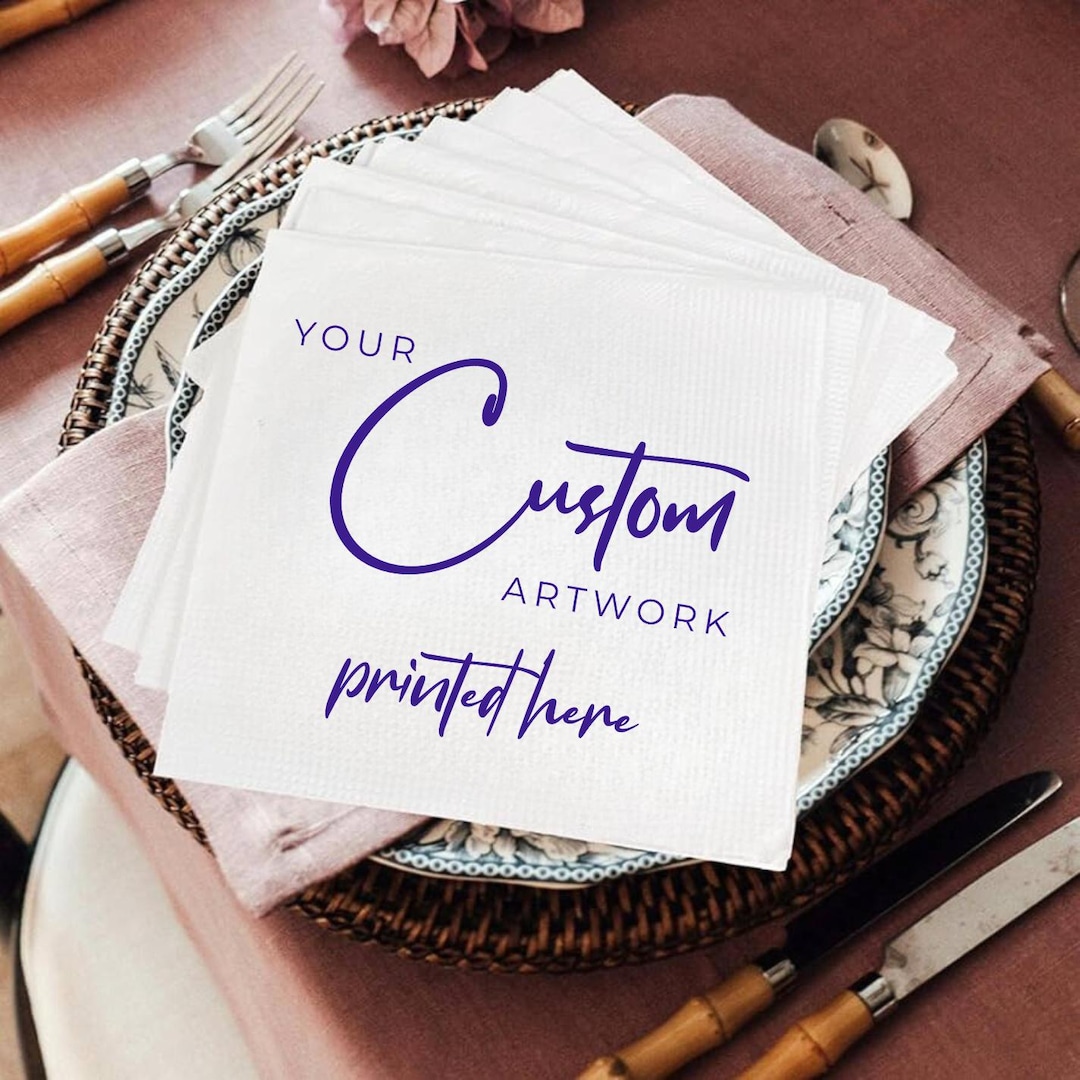 Your Custom Artwork Logo Design Cocktail Napkins, Personalized Beverage ...