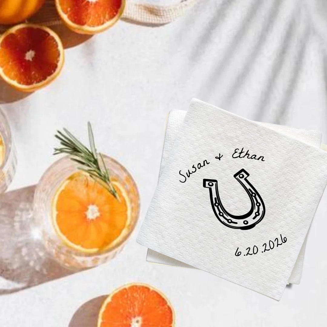 Personalized Western Wedding Napkins: Coquette Cowboy, Hand-drawn ...