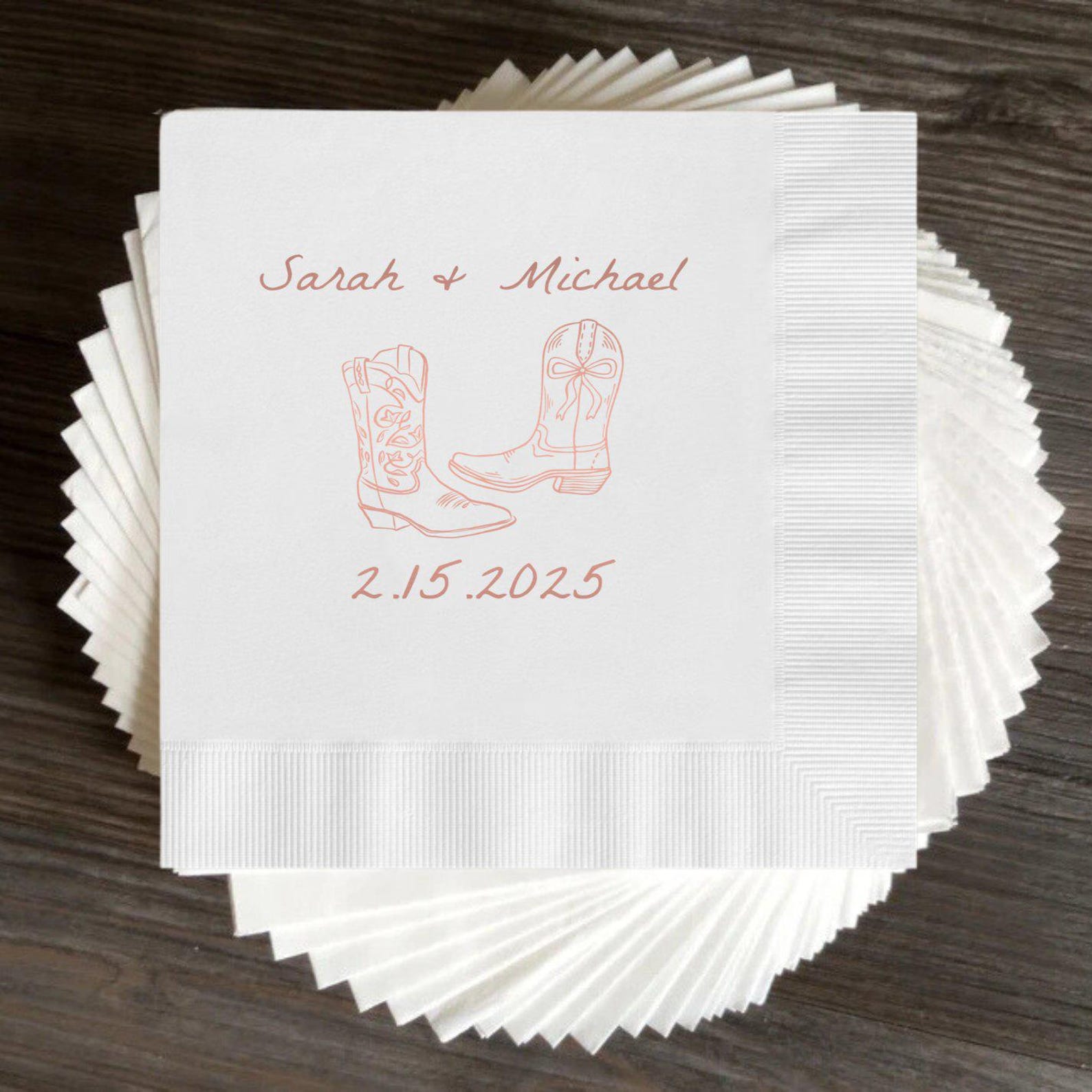Personalized Foil Coquette Western Wedding Cocktail Napkins, Custom ...