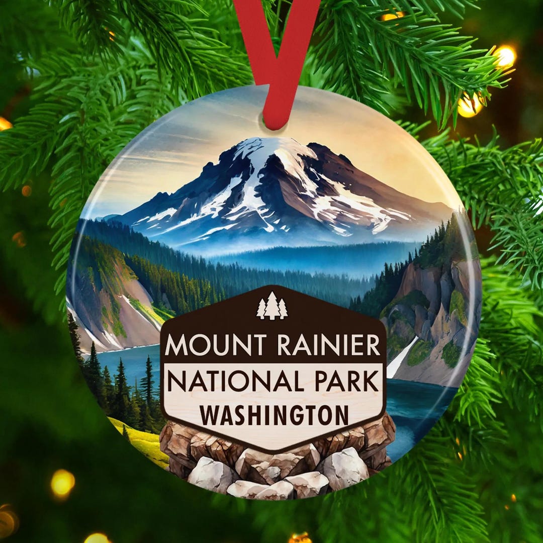 Mount Rainier National Park Ornament: Washington Glacier Landscape - Etsy