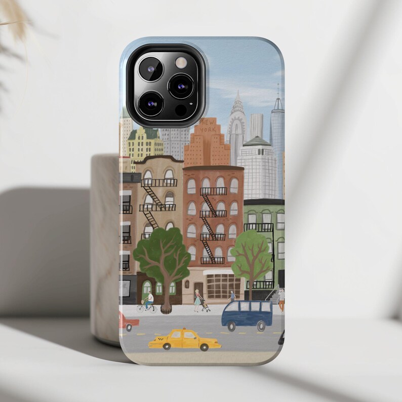 New York City Phone Case: Standard for iPhone 16 to 12, Shock-absorbing ...