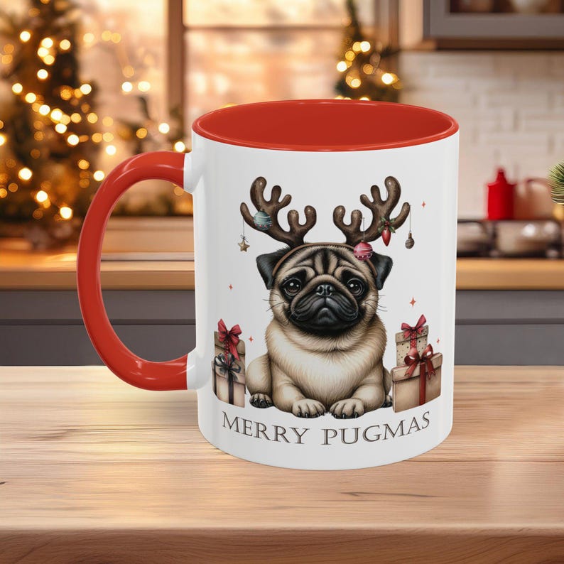 Merry Pugmas Mug, Christmas Pug Coffee Cup, Holiday Dog Lover Gift - Etsy