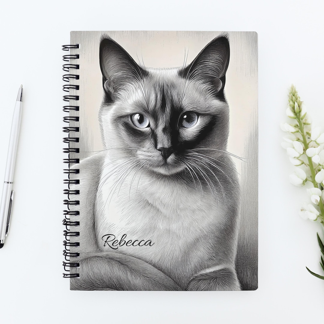 Elegant Siamese Cat Spiral Notebook, Ruled Line Journal, Perfect for ...