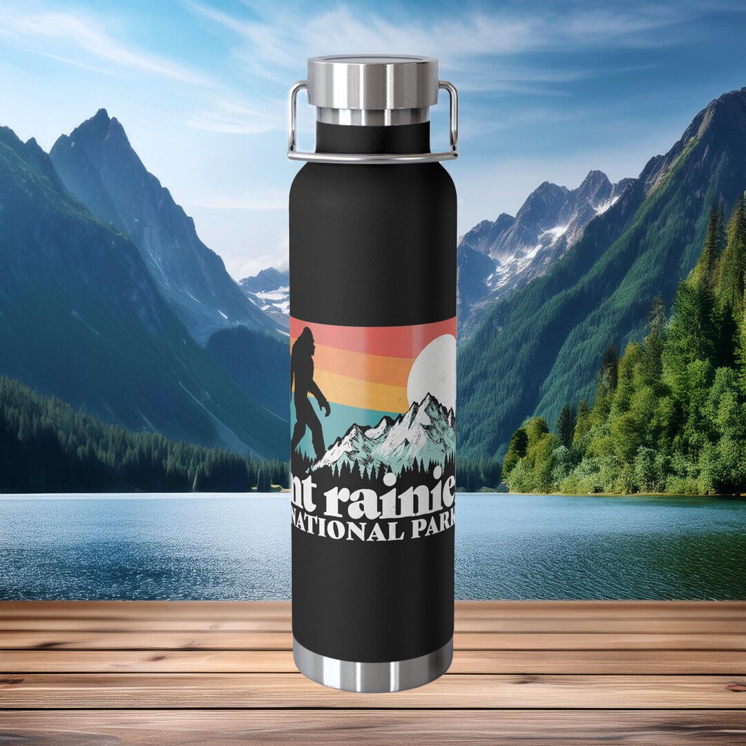Mount Rainier Bigfoot Water Bottle, 22oz Insulated Flask, Bpa-free ...
