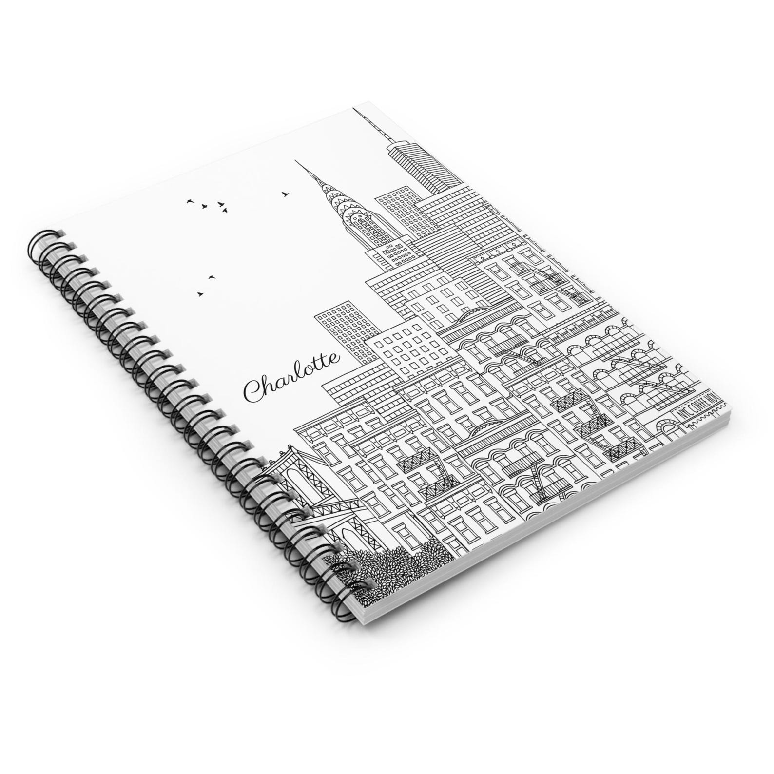 Personalized New York City Skyline Notebook, NYC Ruled Line Spiral ...
