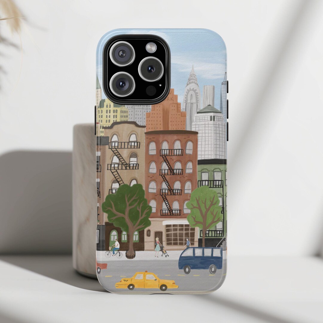New York City Phone Case: Standard for iPhone 16 to 12, Shock-absorbing ...