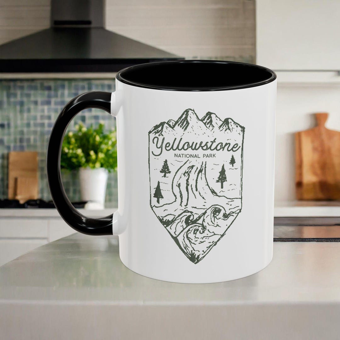 Yellowstone National Park Mug - Rustic Nature Design, Ceramic Coffee ...