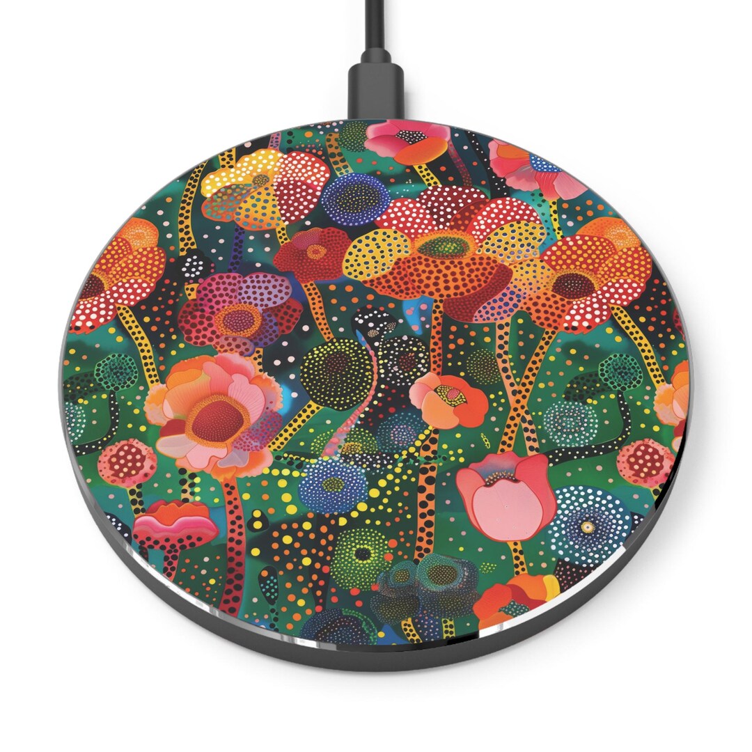 Abstract Floral Wireless Charger - Colorful Qi Charging Pad - 10W Fast ...