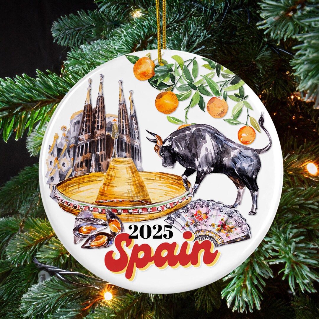 Spain Christmas Ornament 2025 - Spanish Bull, Flamenco, and Sagrada ...