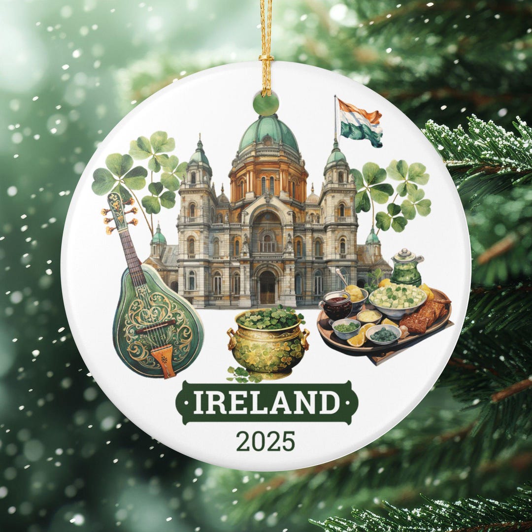 Ireland 2025 Christmas Ornament: Irish Heritage Keepsake With Shamrocks ...
