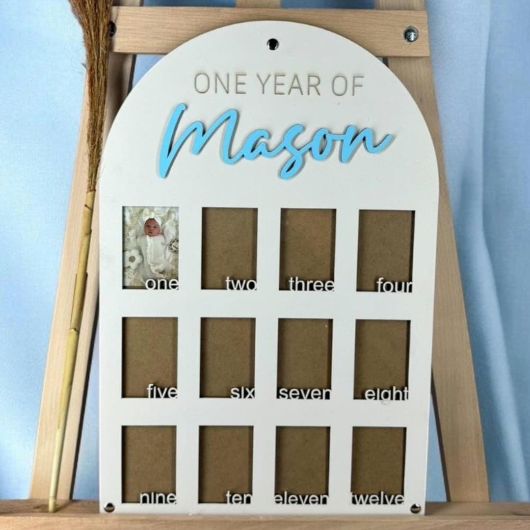 1st Birthday Board, Wood Photo Board, Milestone Board, First Birthday ...