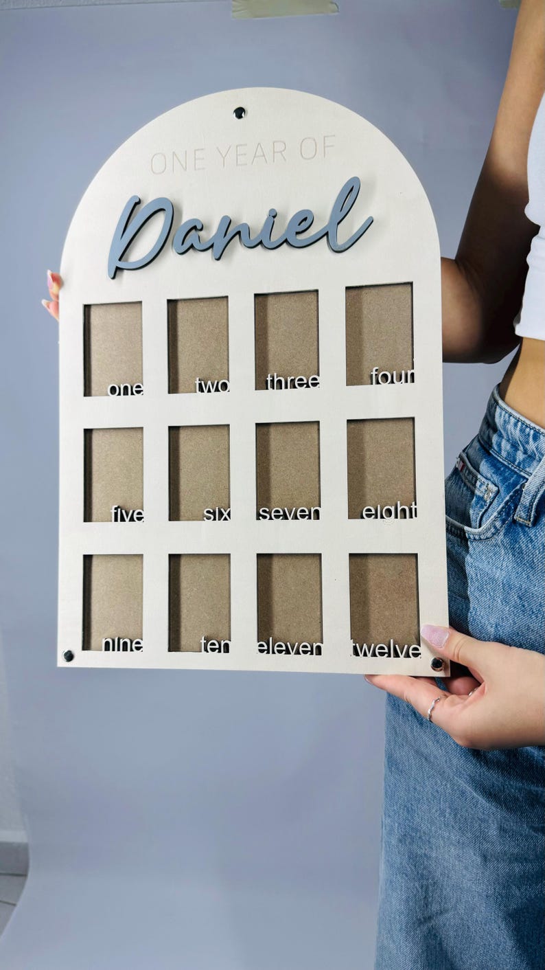 One Year of Photo Board, Wood Photo Board, Milestone Board, 1st ...