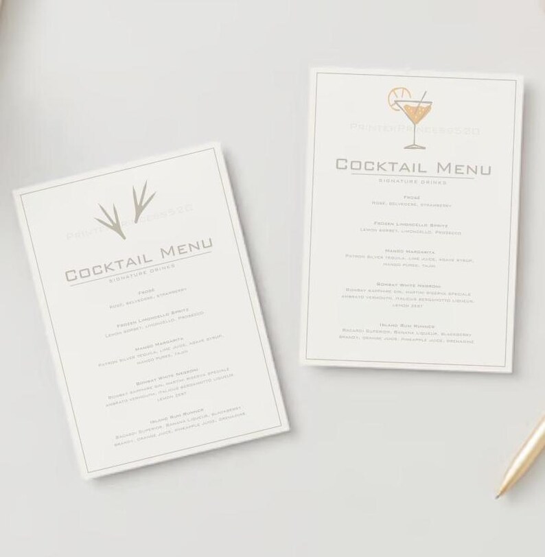 Cocktail Drink Menu Template - Fully Customizable - Etsy