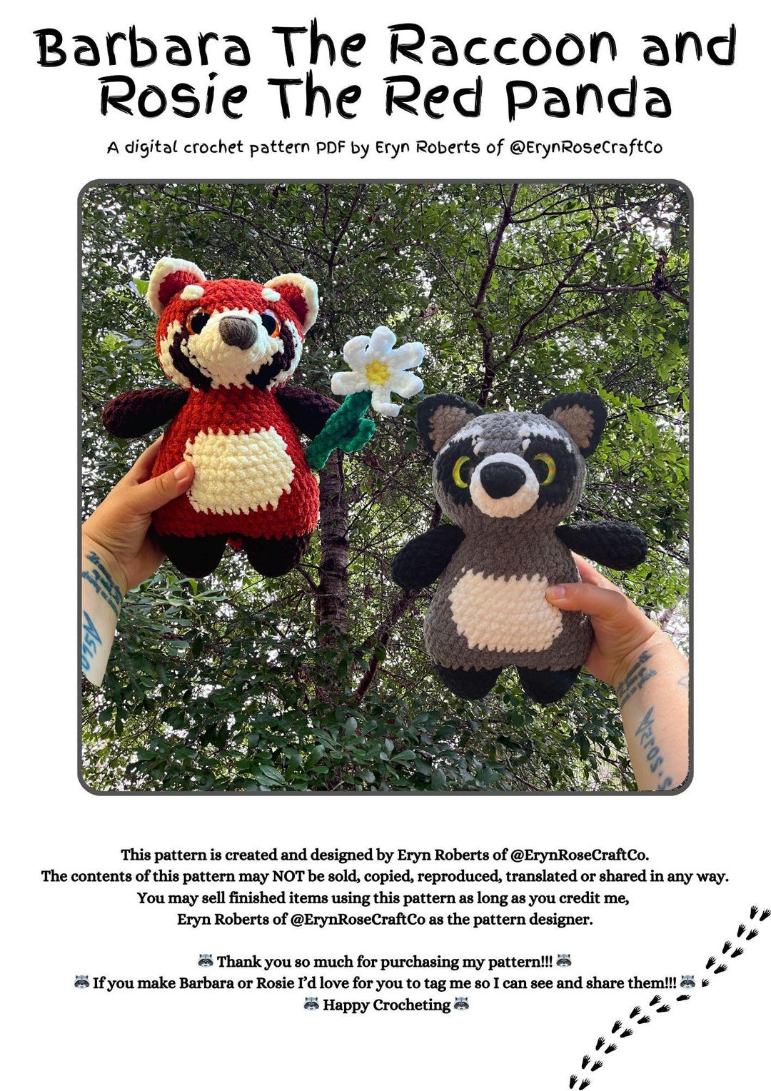 Barbara the Raccoon and Rosie the Red Panda Crochet Pattern PDF - Etsy