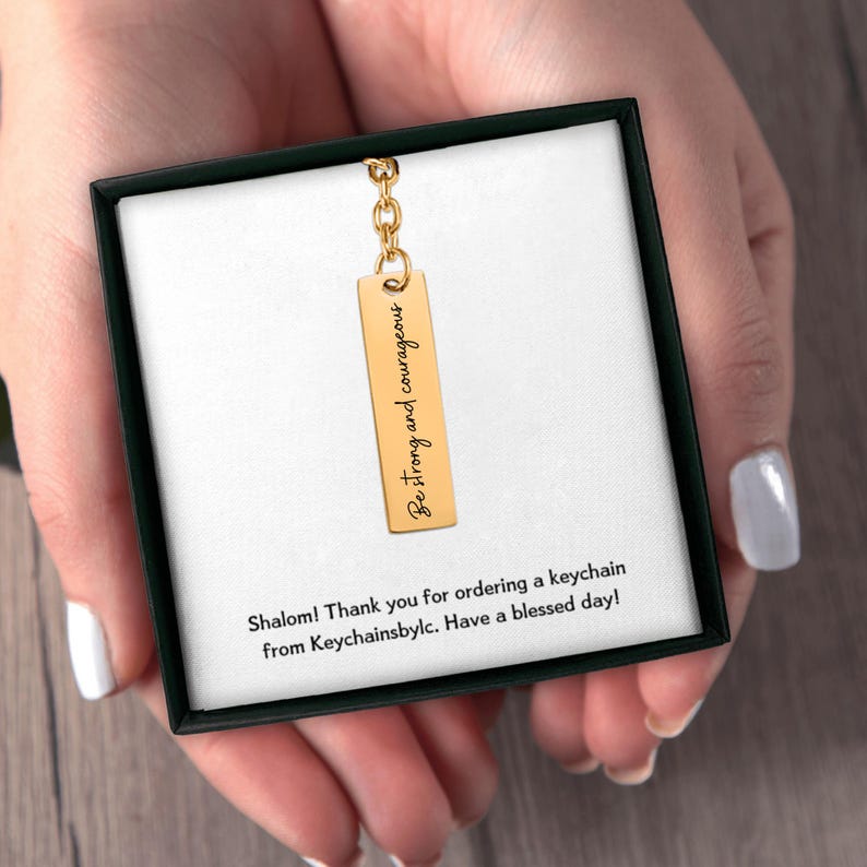 Be Strong and Courageous Vertical Bar Keychain - Etsy
