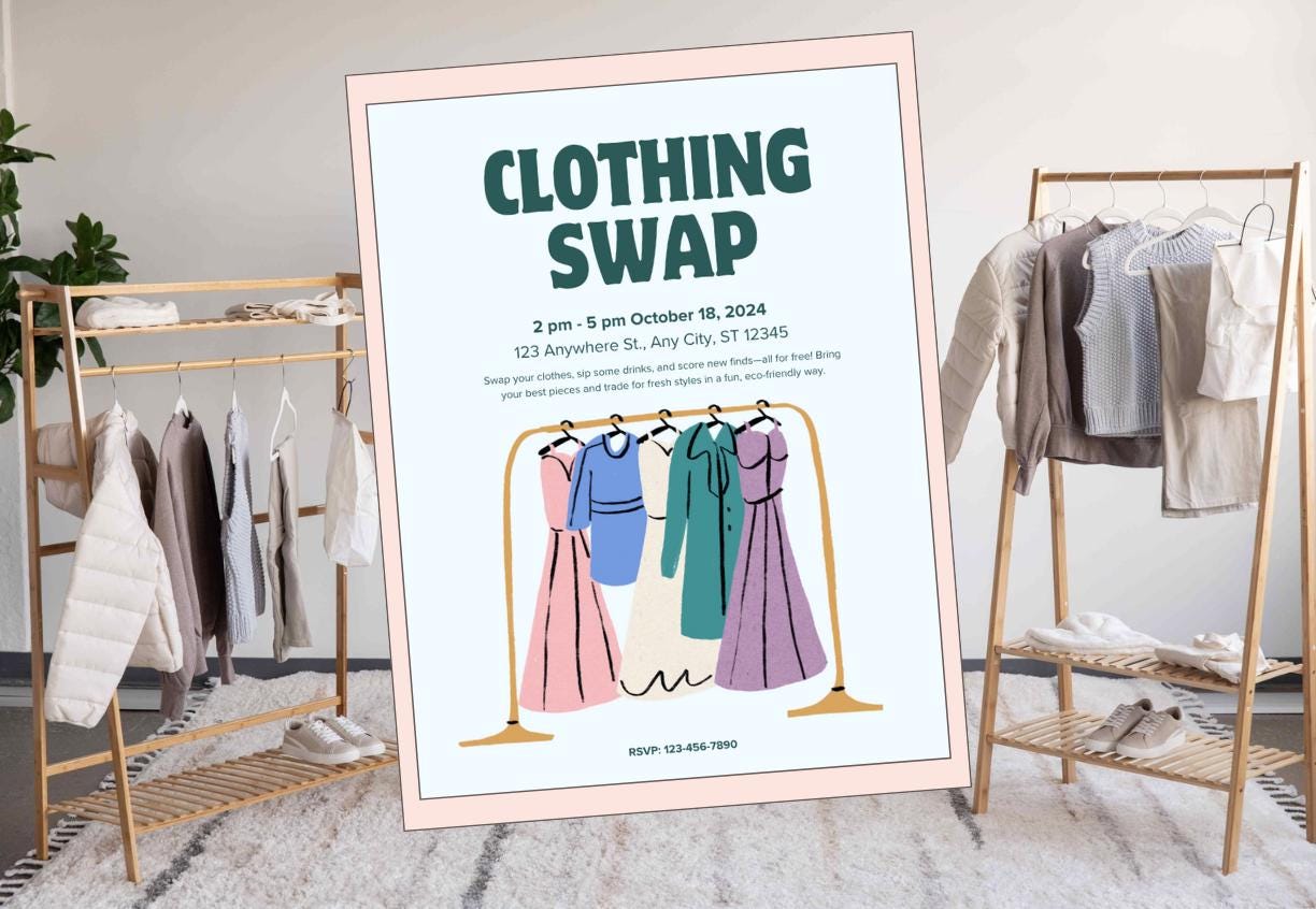 Editable Clothing Swap Invitation, Digital Invite, Evite, Clothes Sale ...