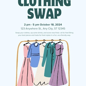 Editable Clothing Swap Invitation, Digital Invite, Evite, Clothes Sale ...