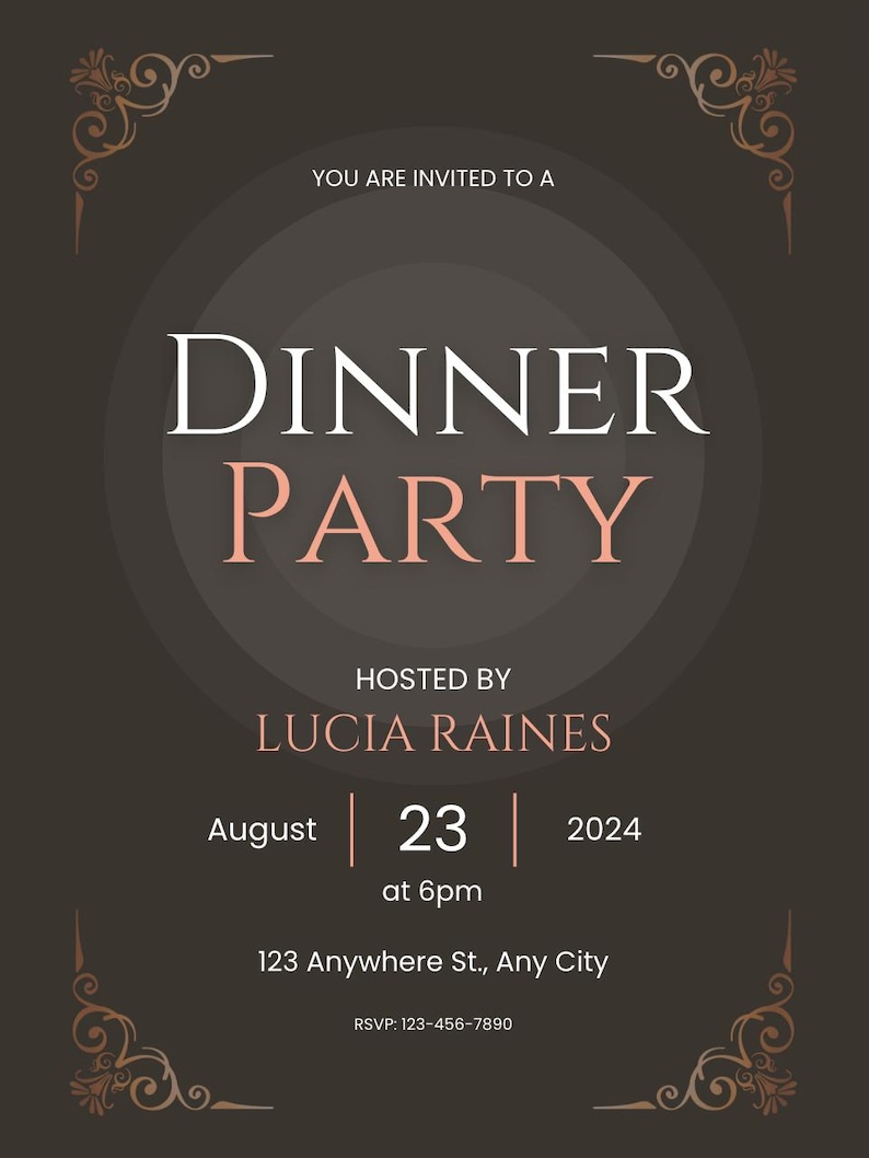 Editable Dinner Party Invitation, Digital Invite, Customizable, Evite ...