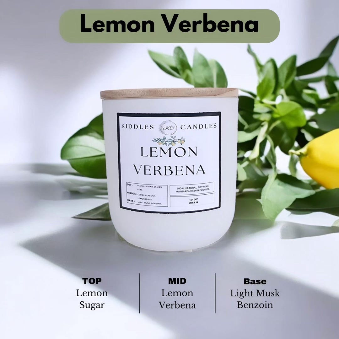 Lemon Verbena Soy Candle | Fresh Citrus | Hand-poured Natural Lemon ...