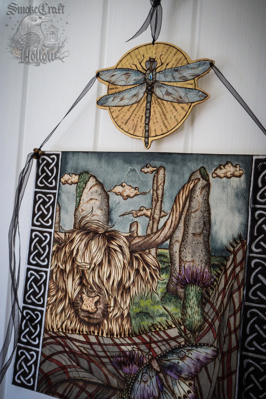 Whimsical Scottish Highland Cow Celtic Rustic Wooden Handmade ...
