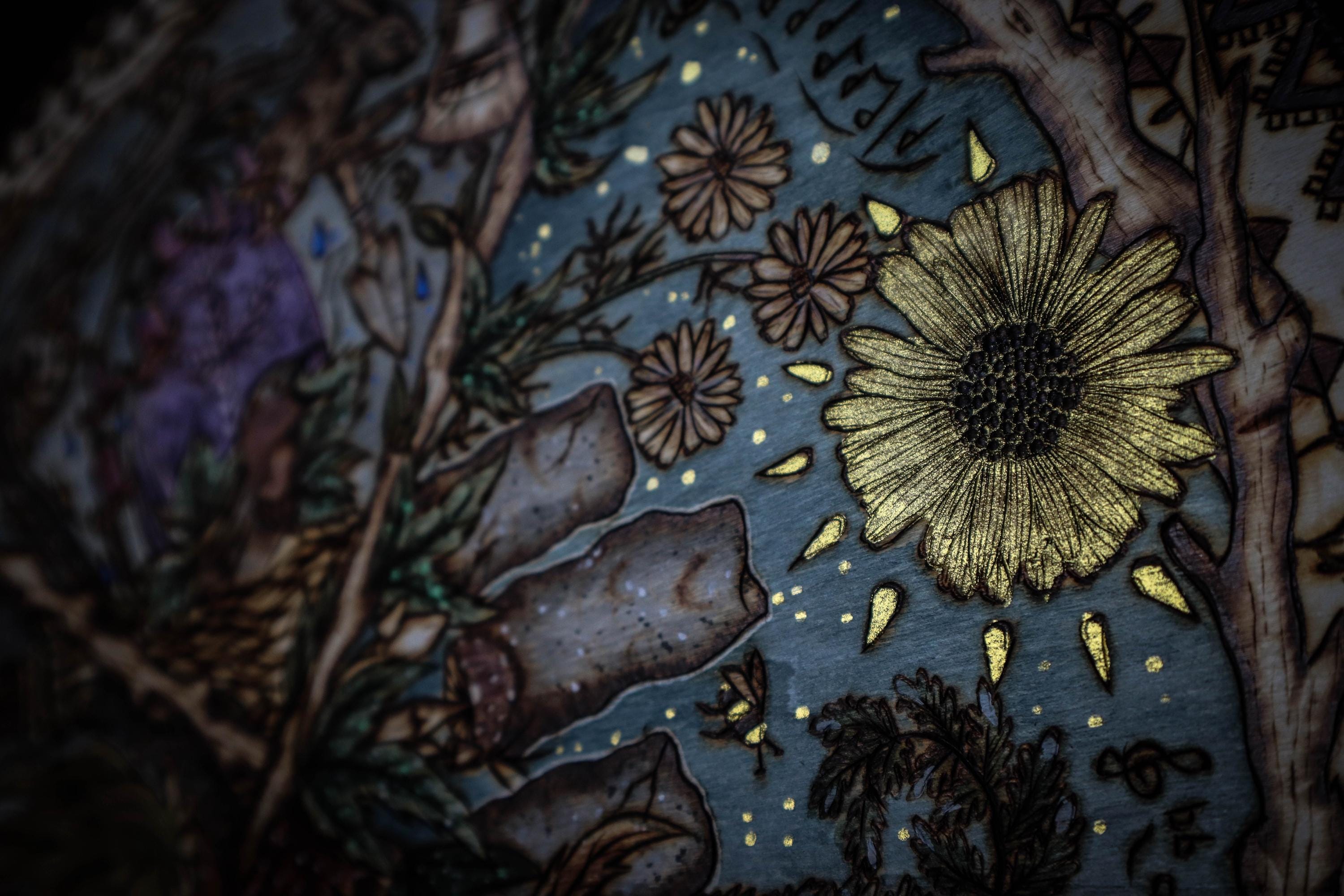 Four Seasons of Folklore Wooden Wall Decor Art Hanging Round Wheel of ...