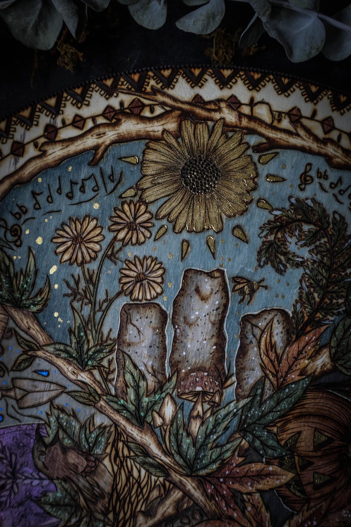 Four Seasons of Folklore Wooden Wall Decor Art Hanging Round Wheel of ...