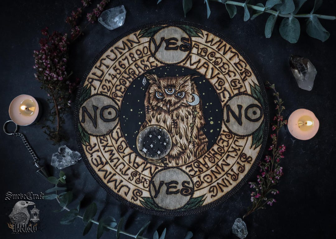 Witchy Pendulum Spirit Board Woodburned With Owl for Pagans and ...