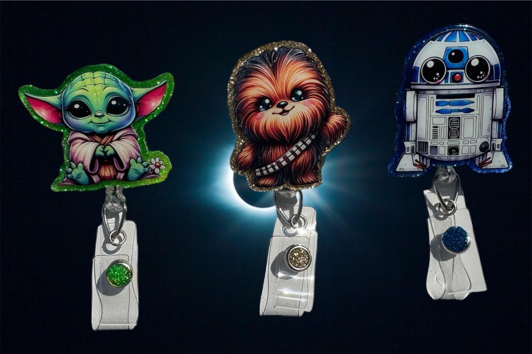 Hero Star Wars Inspired Badge Reels. Yoda Badge Reel, Chewy Badge Reel, R2D2 Badge Reel. Teacher ...