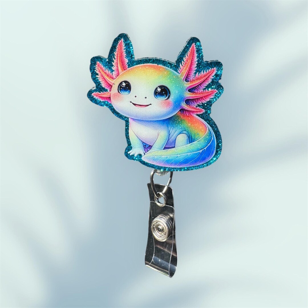 Salamander Badge Reel, Axolotl Badge Reel, Water Friend Badge Reel ...