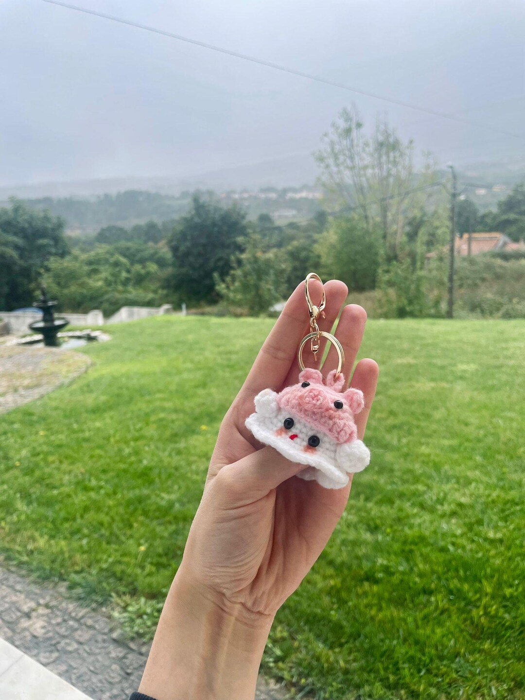 Cute Little Tricot Ghost Keychain With Pig Hat, Adorable Halloween ...