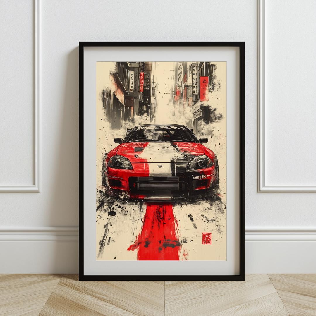 JDM Drift Car Painting ,vintage JDM Japanese Car in Scenic Landscape ...