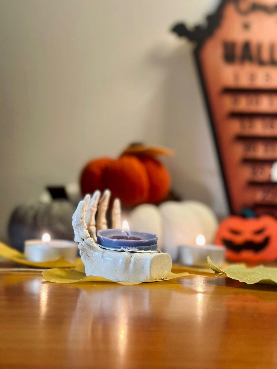 4 Cute Skeleton Hand Candle Holder, Spooky Halloween Decor, Four Unique ...