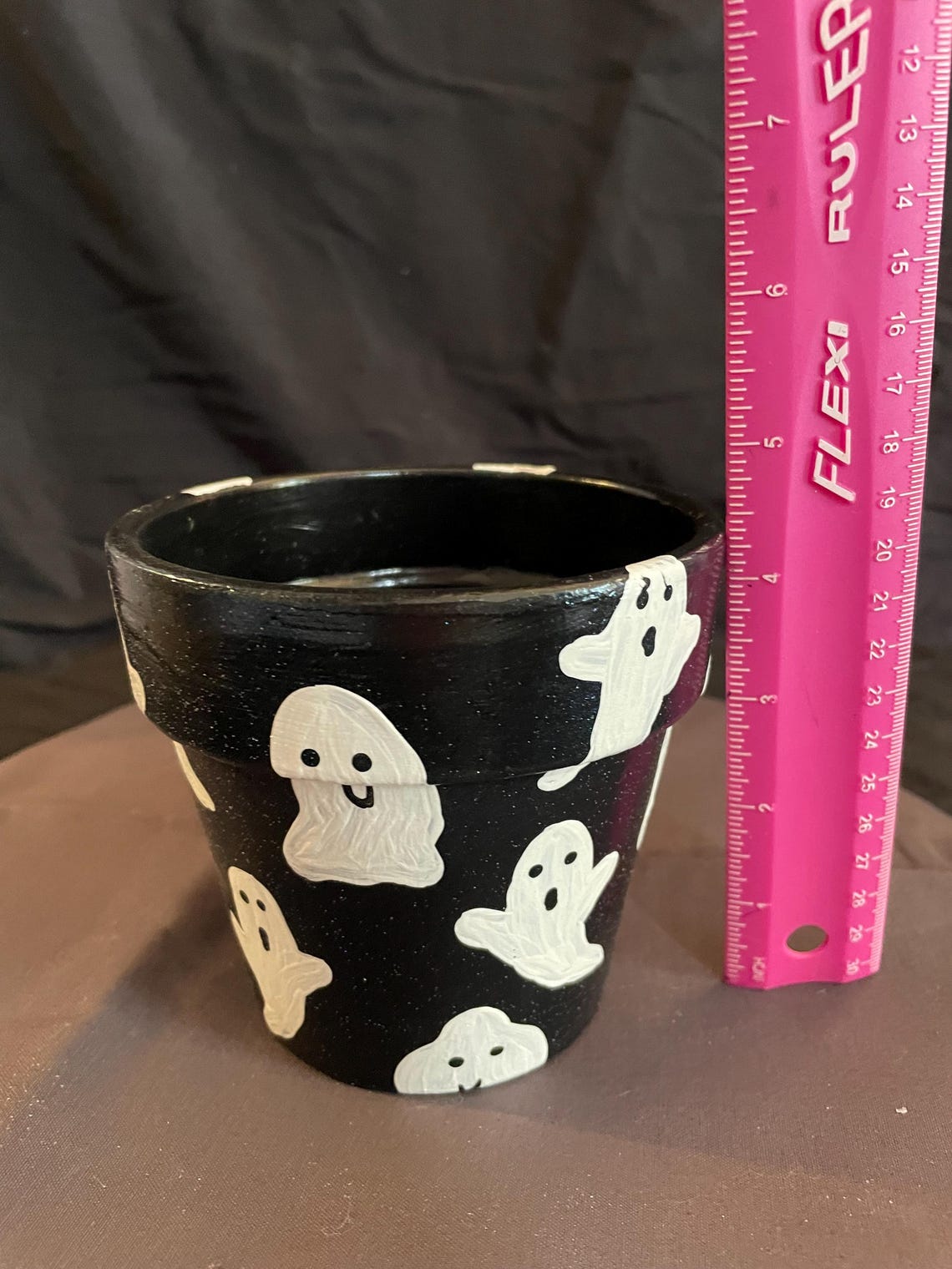 Hand Painted Black Ghost Plant Pot - Etsy