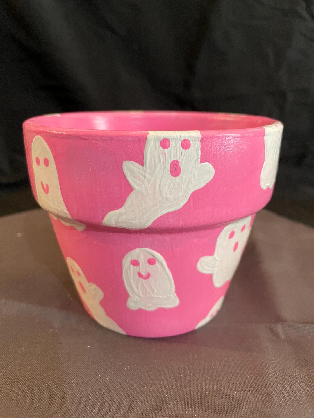 Hand Painted Pink Ghost Plant Pot - Etsy