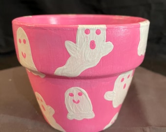 Hand Painted Black Ghost Plant Pot - Etsy