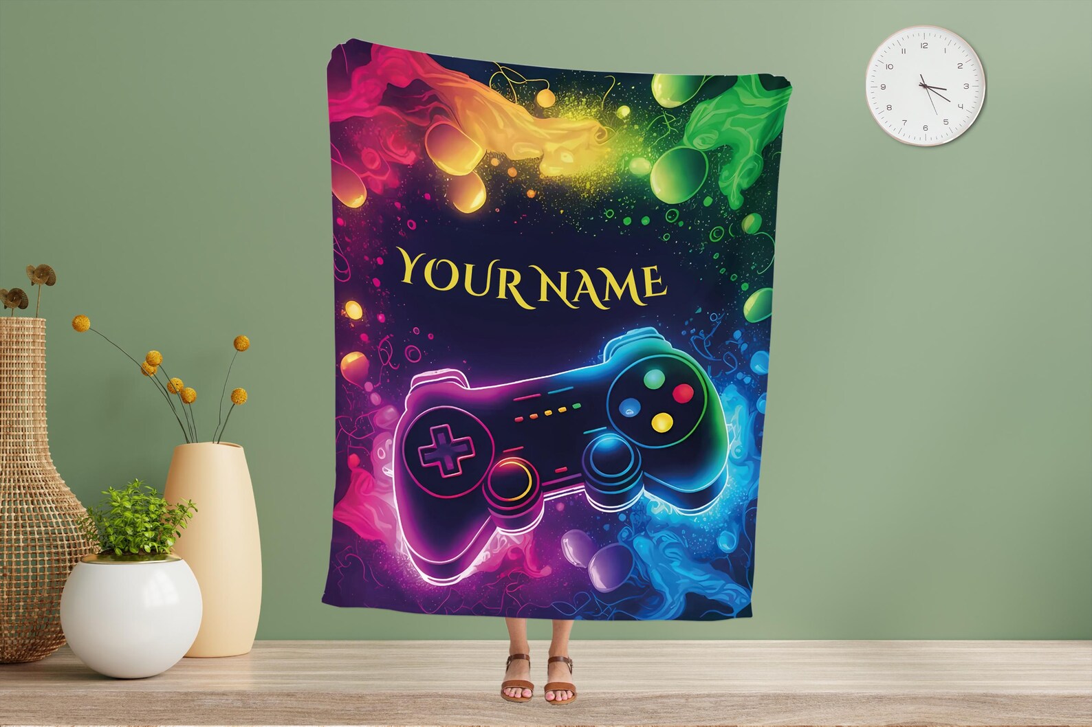 Personalized Gamer Blanket, Custom Gaming Room Decor, Soft Minky or ...