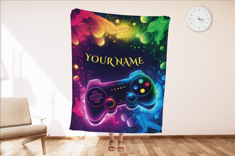 Personalized Gamer Blanket, Custom Gaming Room Decor, Soft Minky or ...