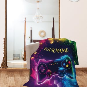 Personalized Gamer Blanket, Custom Gaming Room Decor, Soft Minky or ...