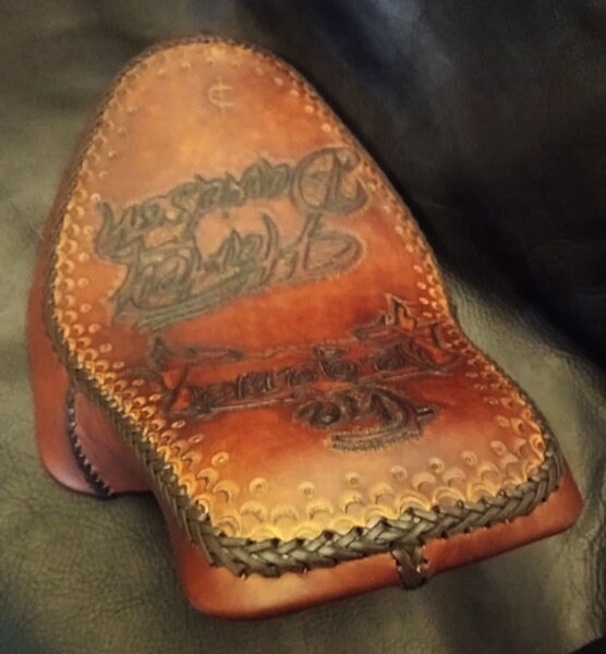 Custom Leather Tooled Ooak Rigid Frame Hardtail Chopper Bobber Biker ...