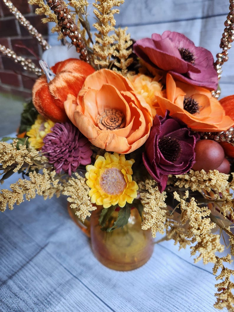 Fall Floral Arrangement With Vase - Etsy