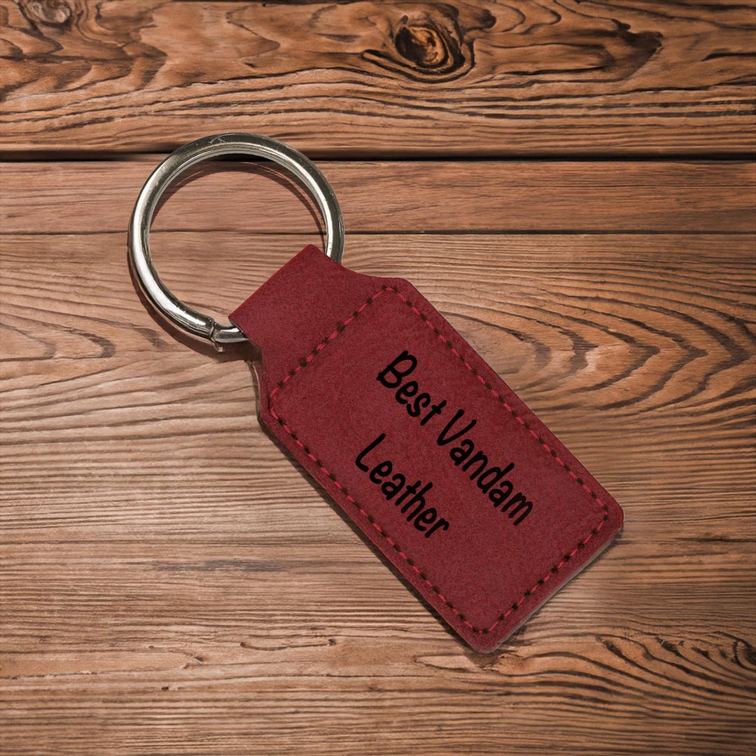 Custom Red Leather Keychain, Initials Engraving, Wedding Giveaway, Gift ...