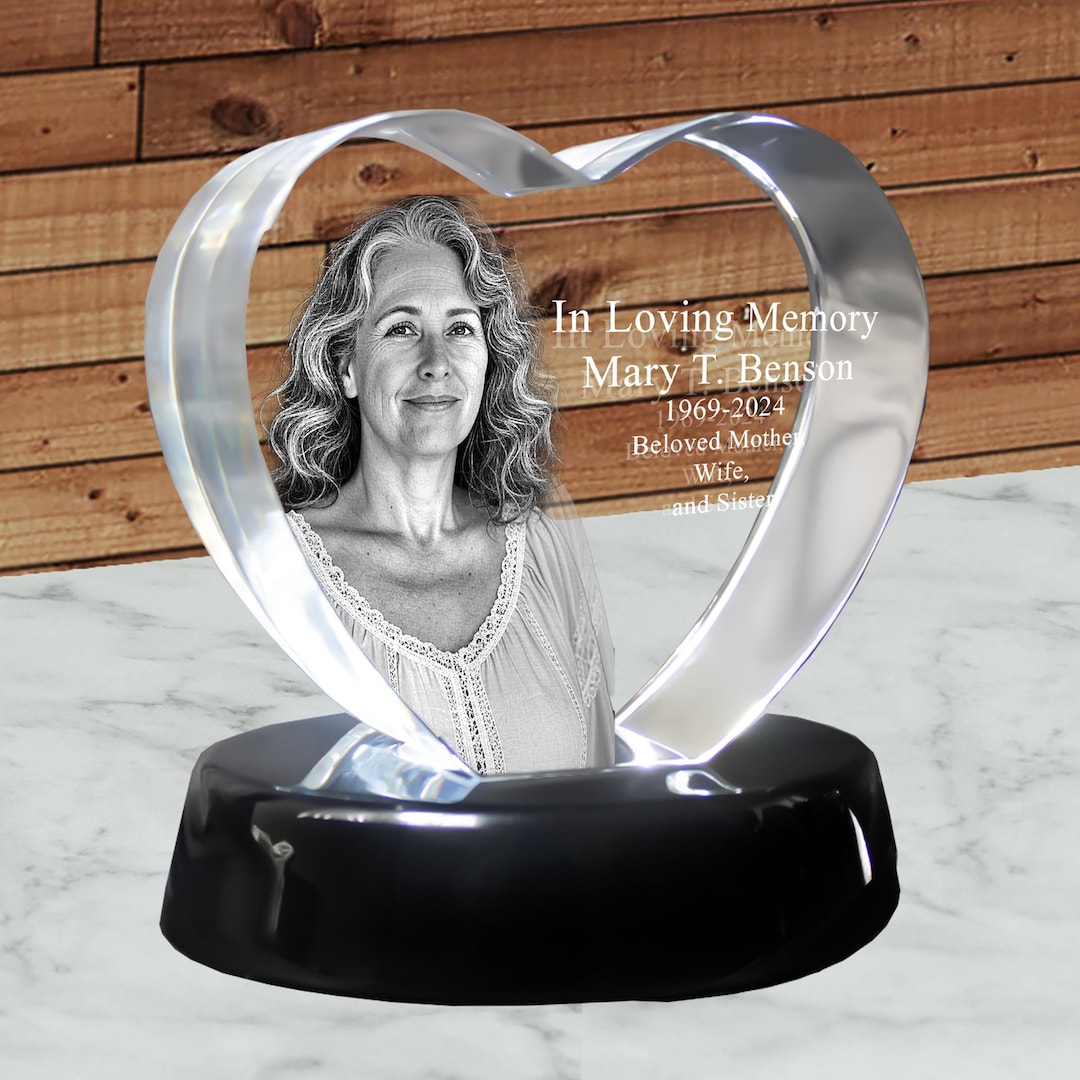 Personalized 3D Memorial Crystal, Remembrance Gift, in Loving Memory ...