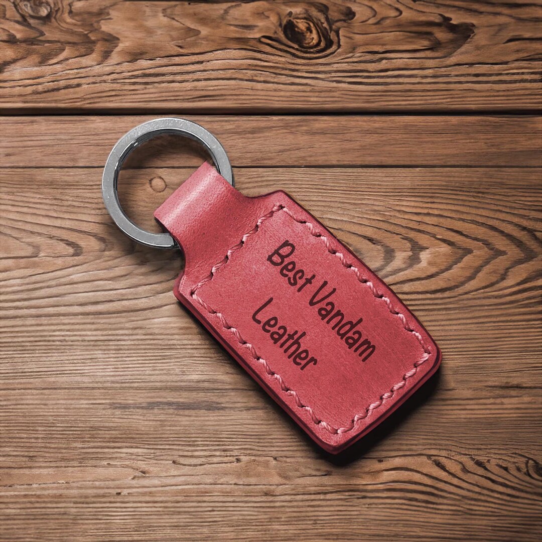 Customized Pink Leather Keychain, Initials Engraving, Wedding Favor ...