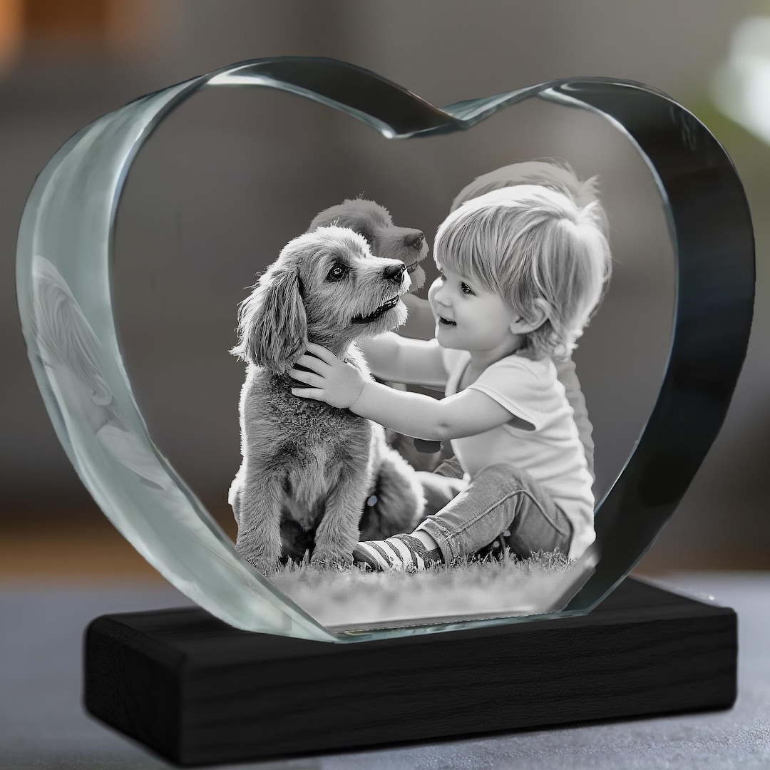 Unique Laser Engraved Crystal Heart, Birthday Gift, Christmas Gift, Pet ...