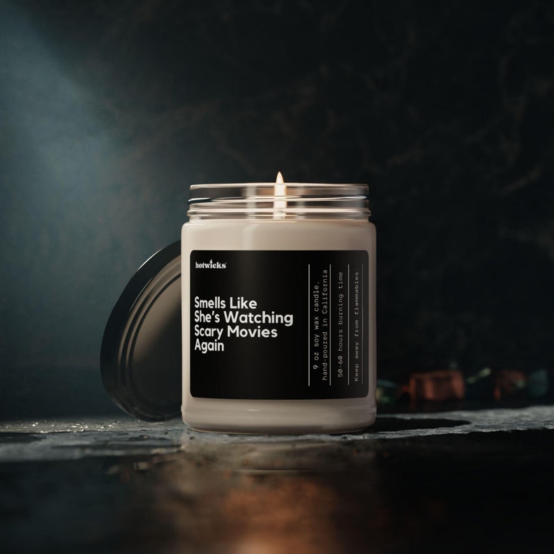 Horror Movie Candle, Scary Movie Lover Gift, Smells Like She's Watching ...