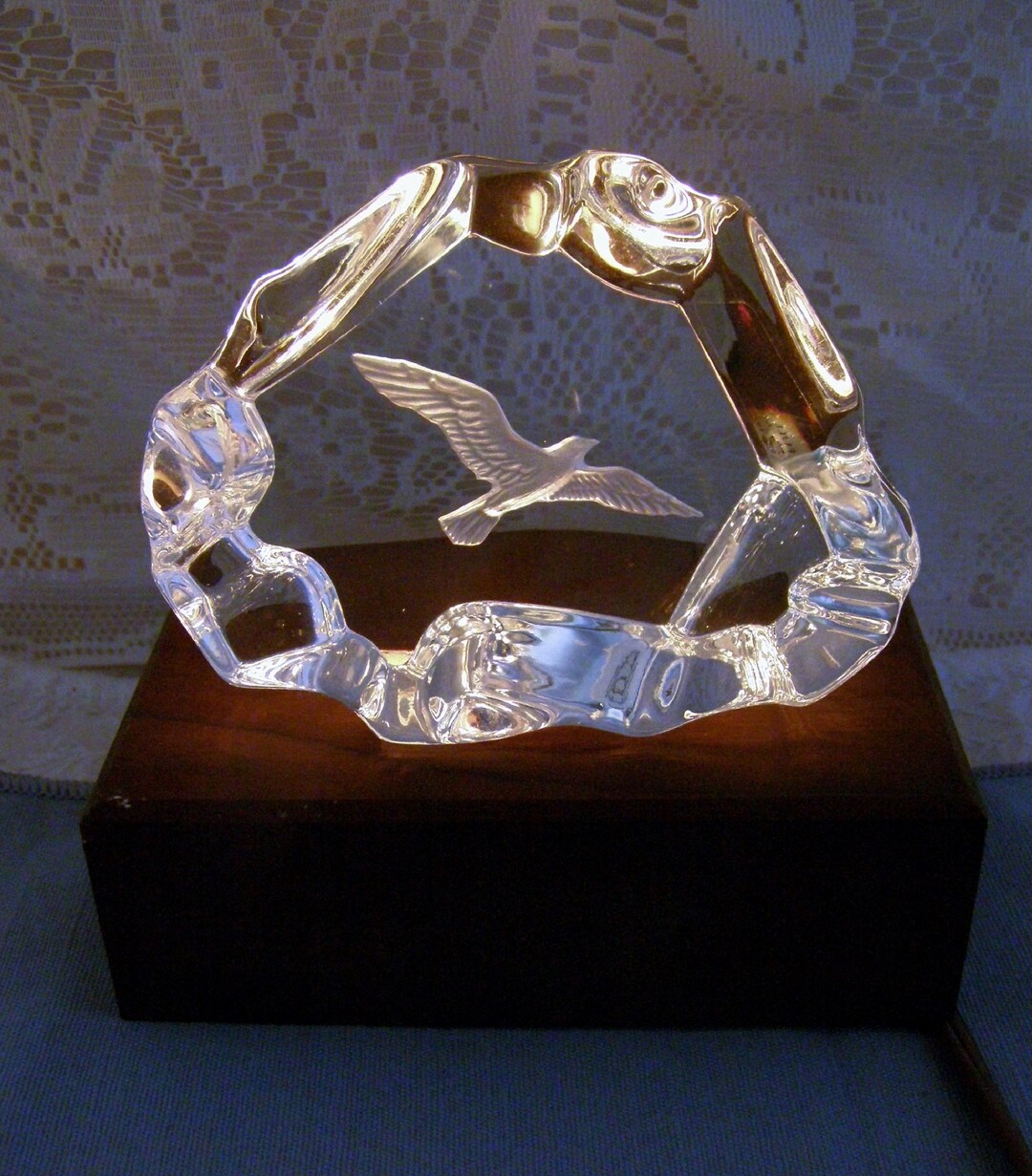 Vintage Crystal Seagull, 1976 Lighted Hallmark, Full Lead Crystal ...