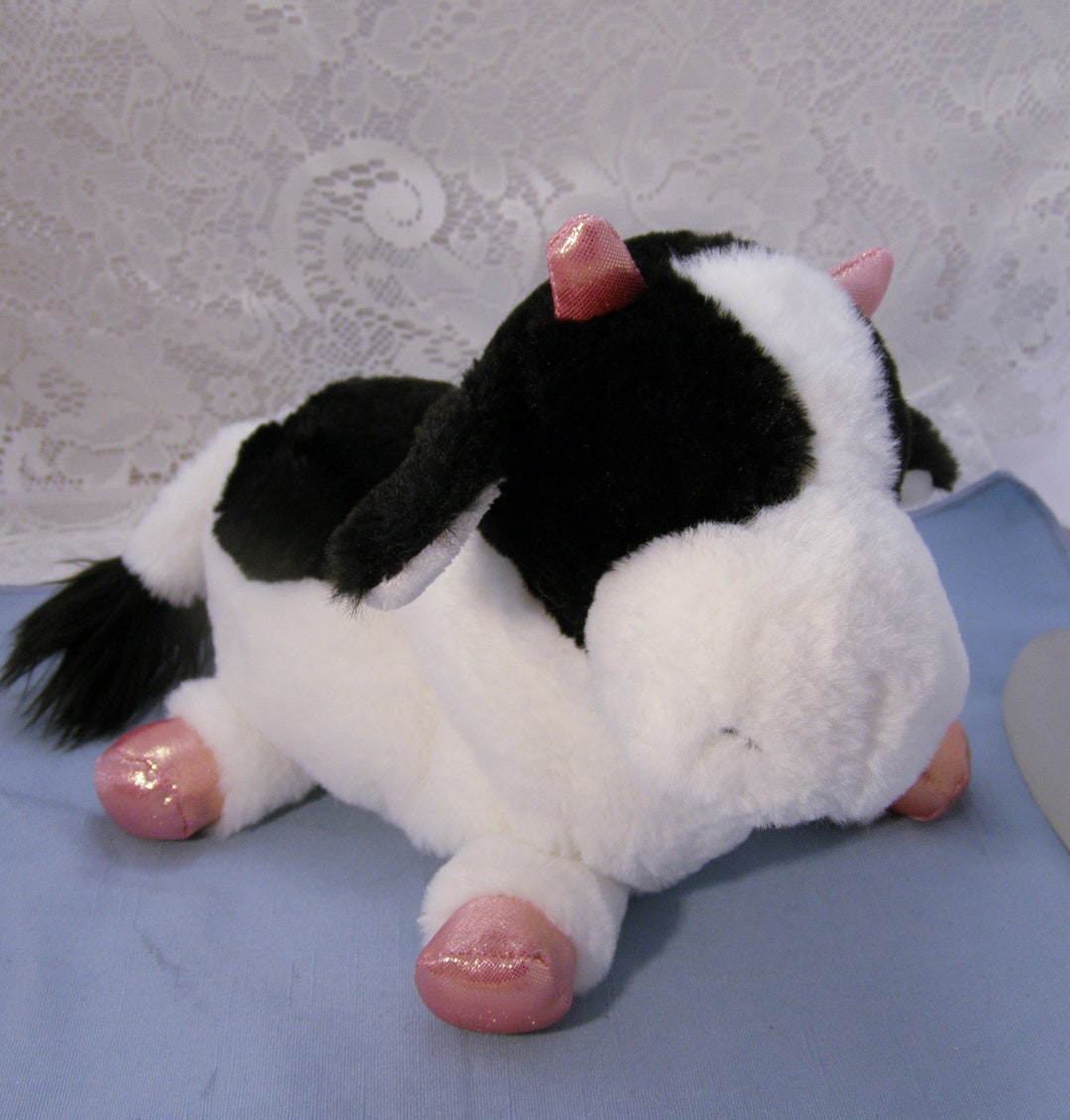 Adorable Black and White COW Plush Toy, Aurora 14" Stuffed Toy Cow ...