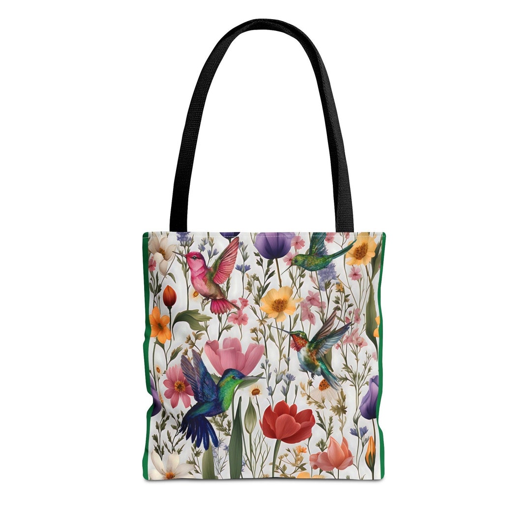 Colorful Hummingbirds and Wildflowers Tote Bag, Bird Lover Bag ...